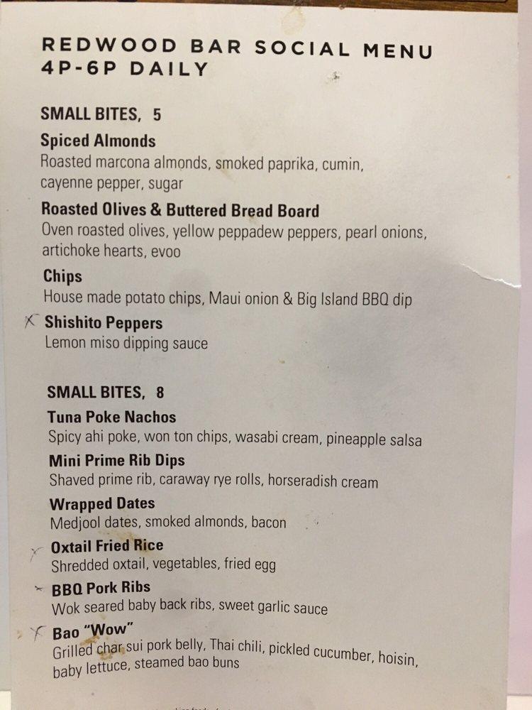 Menu at Redwood Steakhouse, Las Vegas
