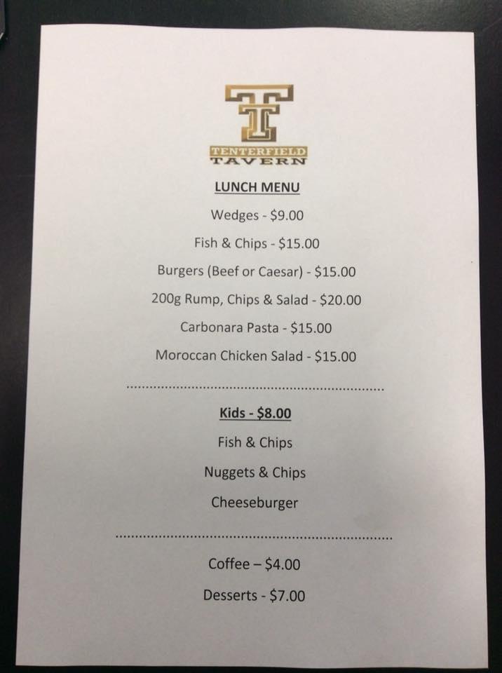 Carta del restaurante Tenterfield Tavern & Motor Inn, Tenterfield