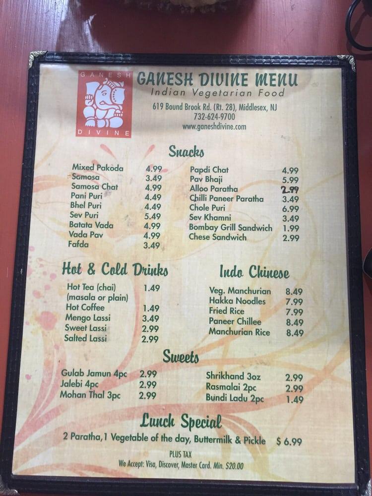 Menu at Ganesh Divine restaurant, Middlesex