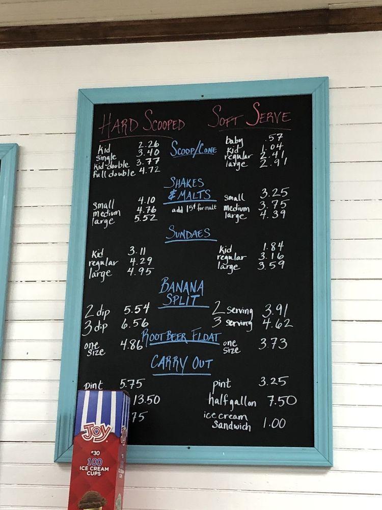 Menu at Heyn's Ice Cream restaurant, North Liberty