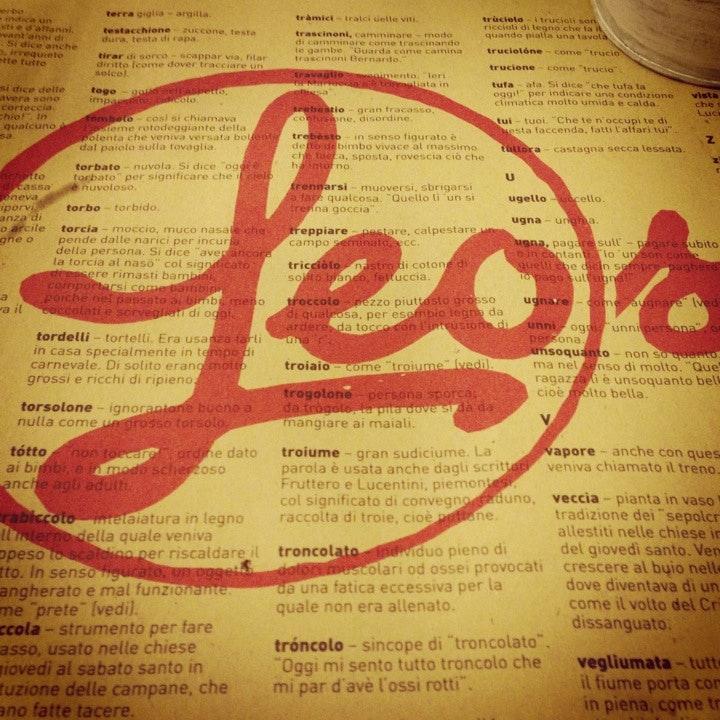 Menu at Leos pizzeria, Lucca
