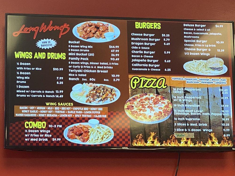 Menu at Long Wongs restaurant, Casa Grande