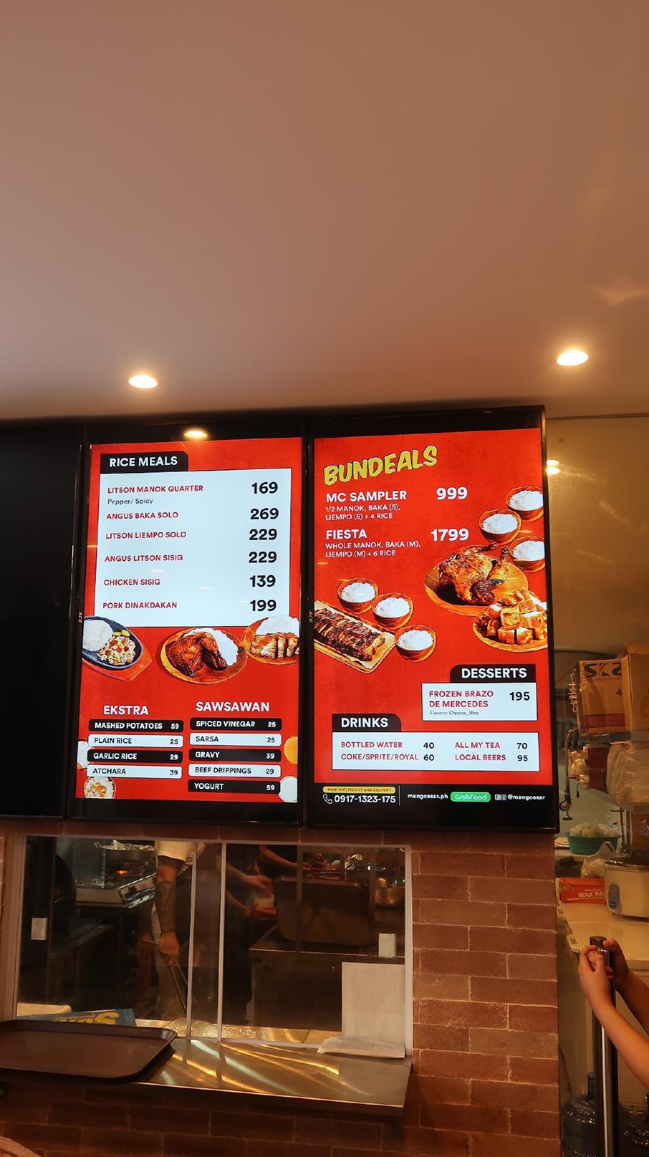 Menu at Mang Cesar restaurant, Makati