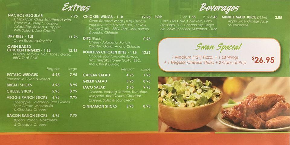 Menu at Red Swan Pizza restaurant, Prince Albert