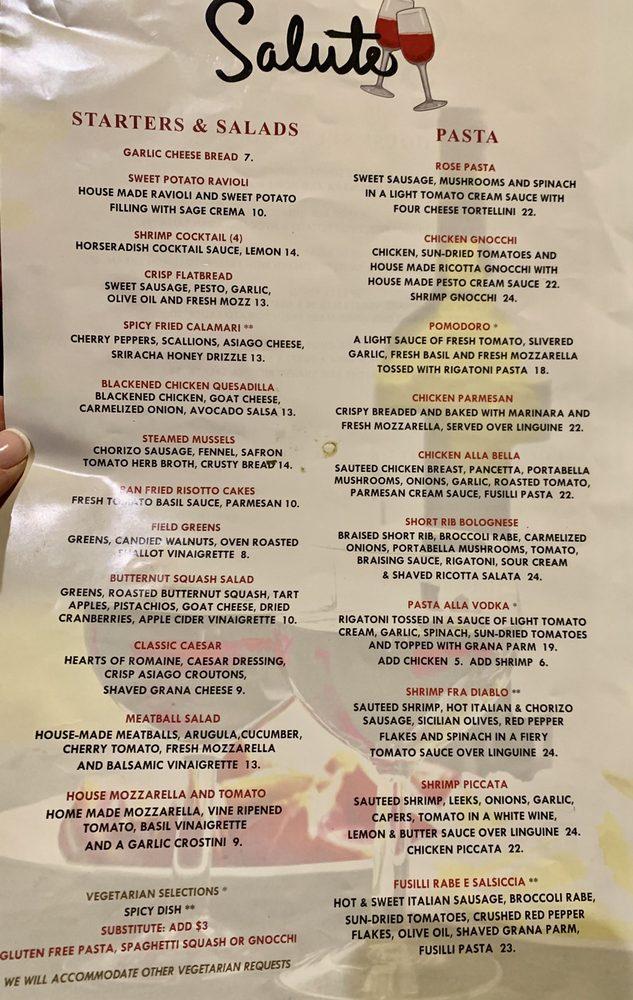 Menu at Salute pub & bar, Rocky Hill