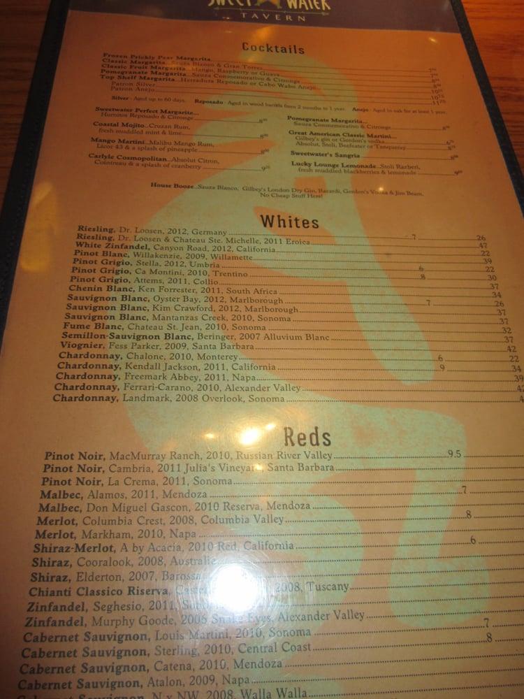 Menu at Sweetwater Tavern steakhouse, Merrifield