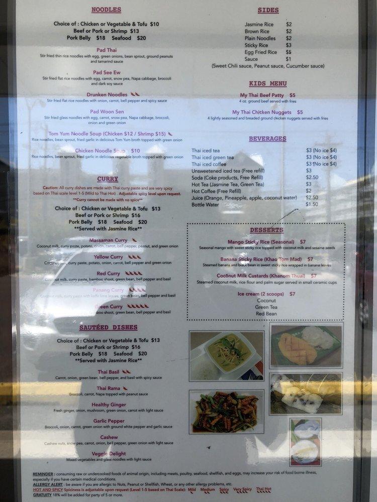 Menu at My Thai OC restaurant, Ocean City