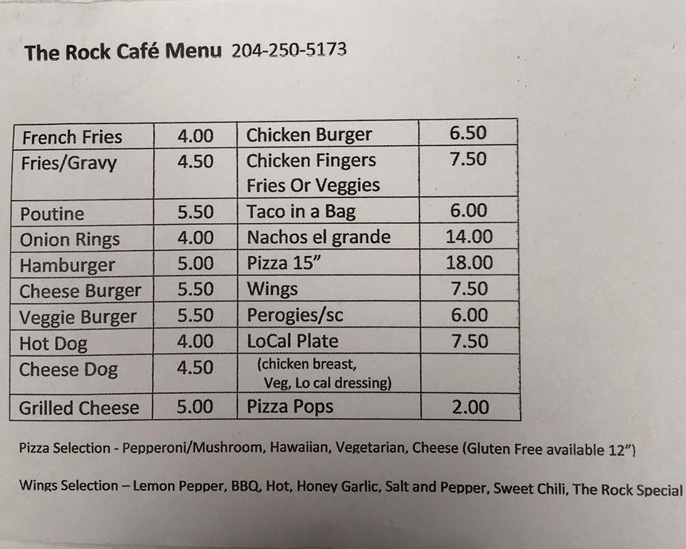 Menu at The Rock Cafe, La Salle