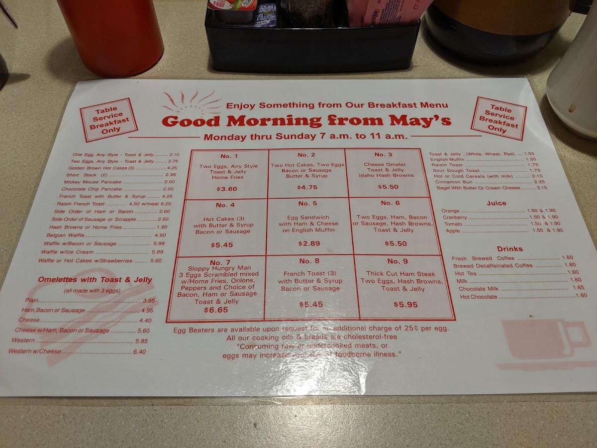 Menu at Mays Drive-In Restaurant, Ashland
