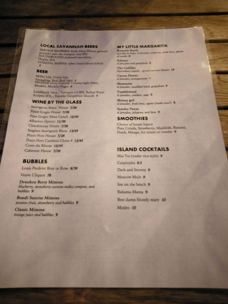 Menu at The Deck pub & bar, Tybee Island