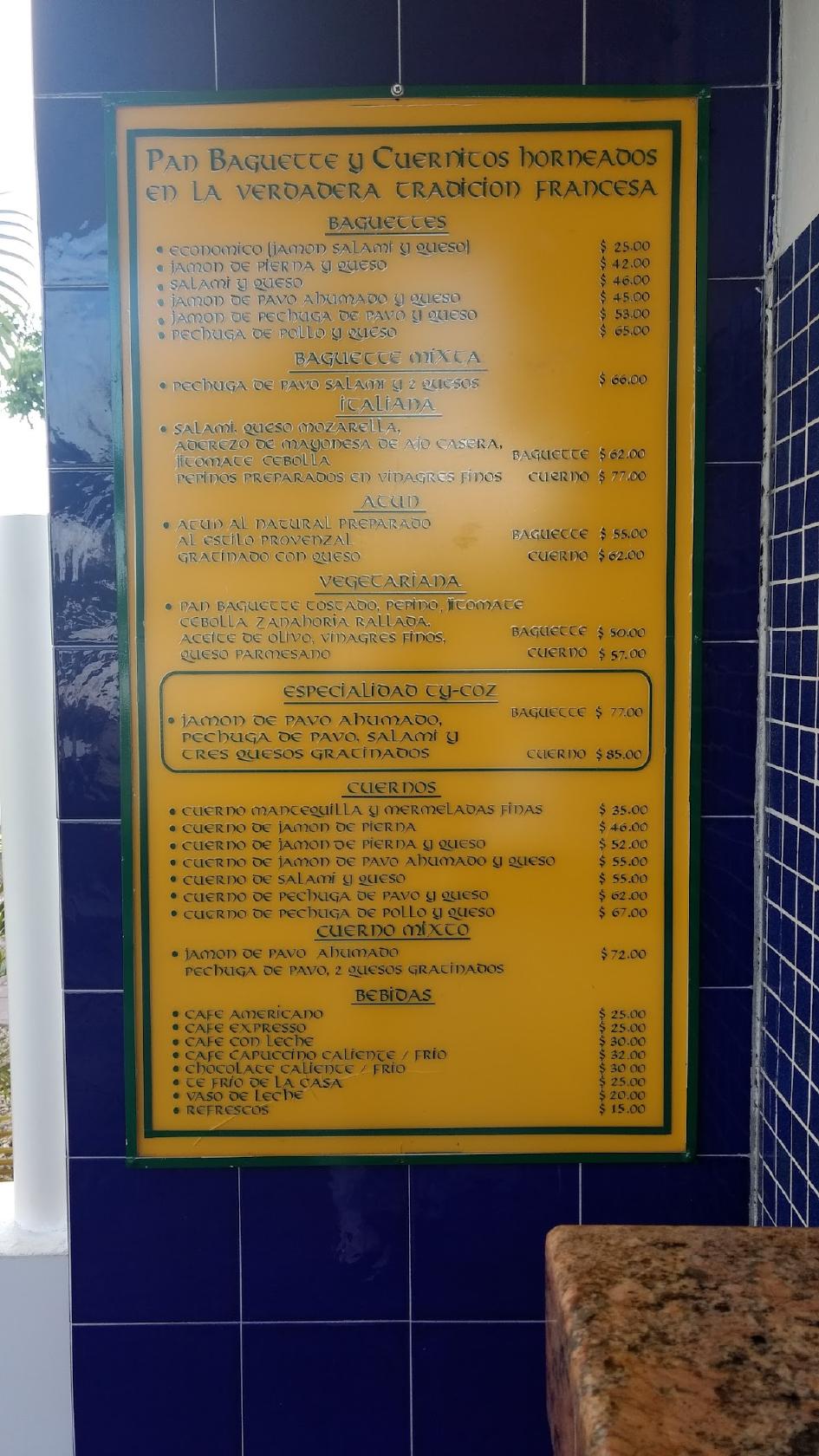 Carta de comida rápida Ty-coz Express (Kabah), Cancún, Av. Rodrigo ...