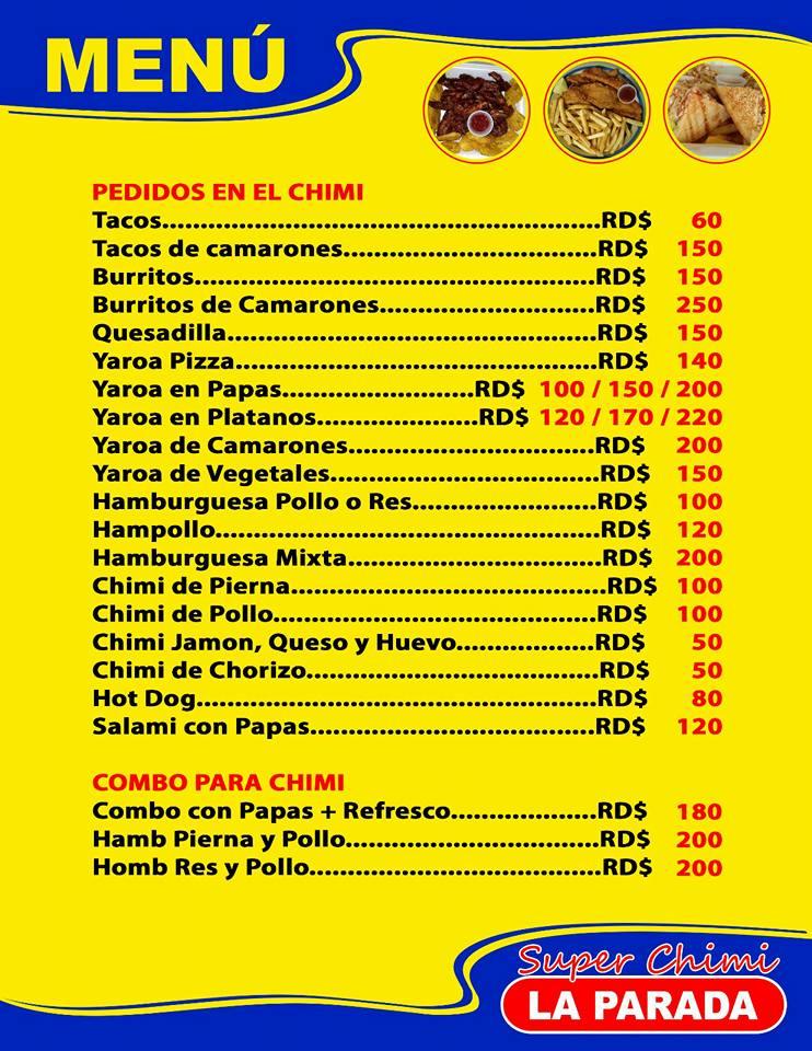 Menu at La cafeteria la Parada, El Factor