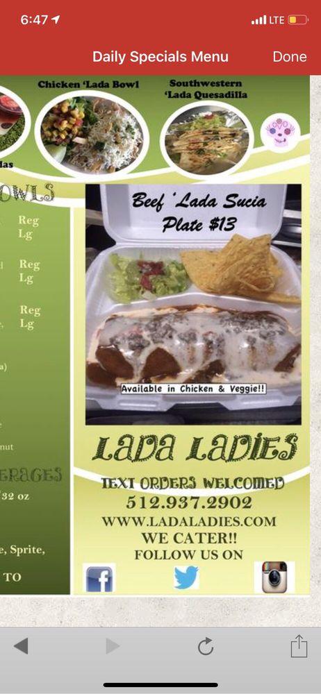 Menu at Lada Ladies, San Antonio