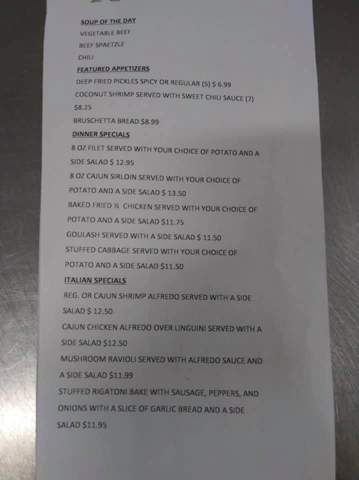 Menu at McGarrey's Oakwood Cafe, Erie