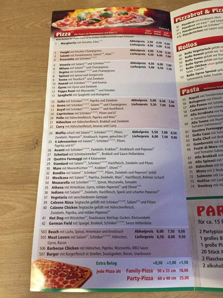 Speisekarte von AVANTI Pizza Pasta bürger, Pulsnitz