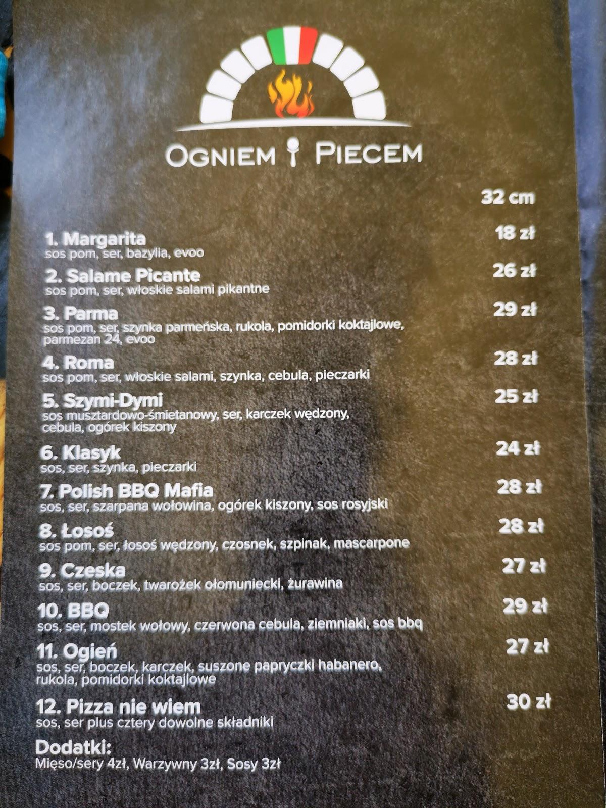 Menu at Polish BBQ Mafia, Bażanowice