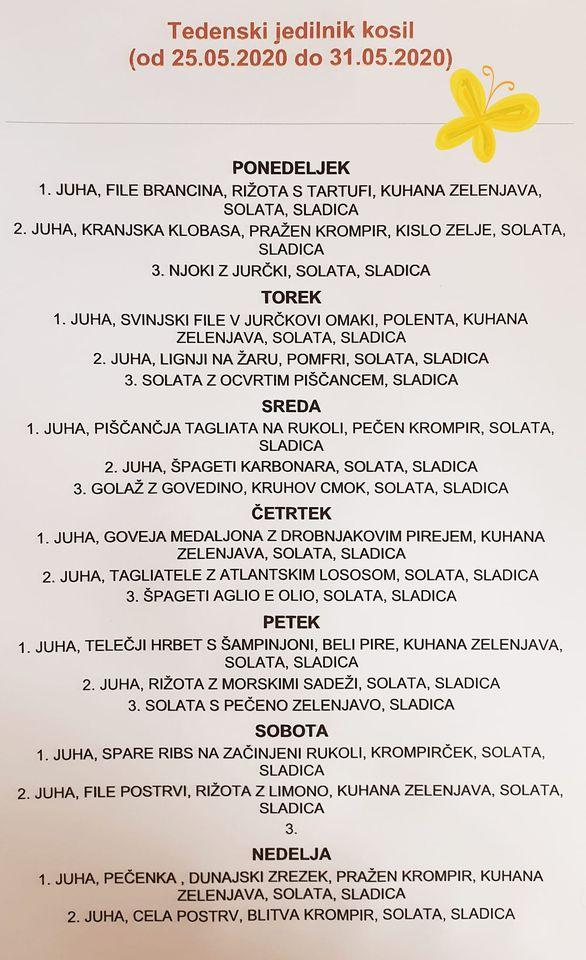 Menu at Restavracija in slaščičarna Na Kležnk Lesce restaurant, Lesce
