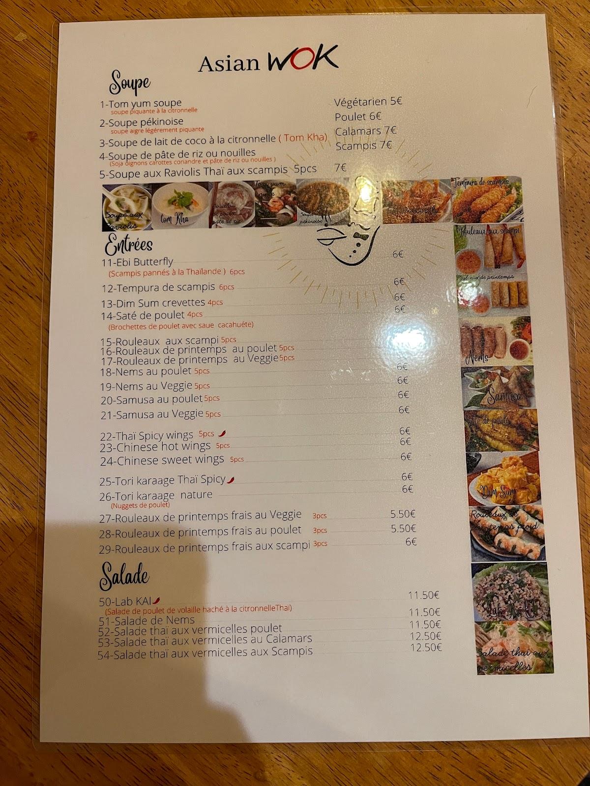 Menu at Asian Wok, Charleroi