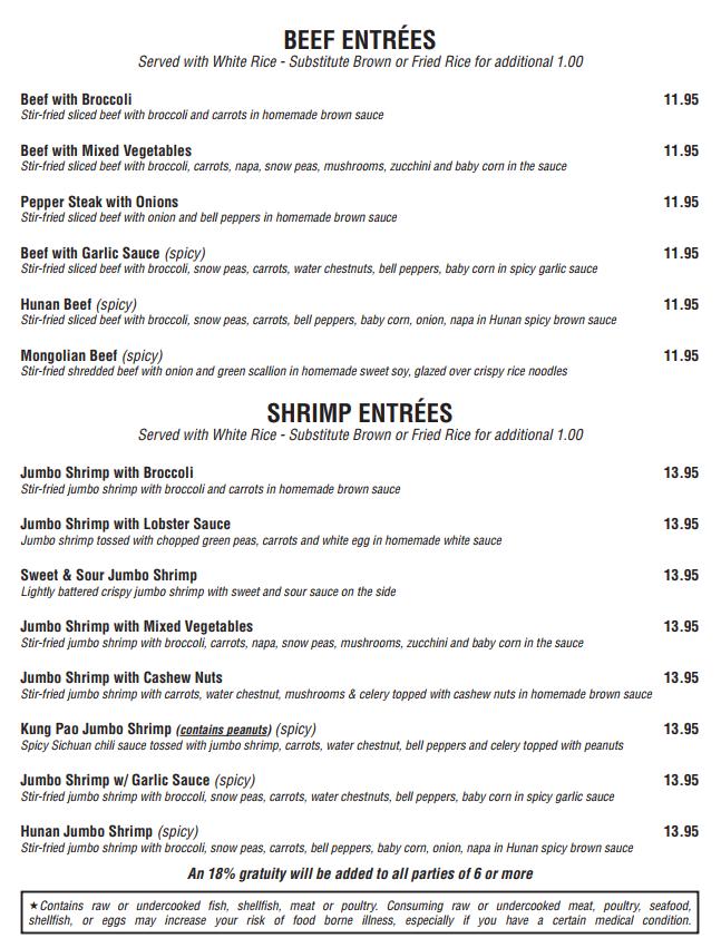 Menu at Calabash Gourmet And Sushi Bar, Calabash, Beach Dr SW