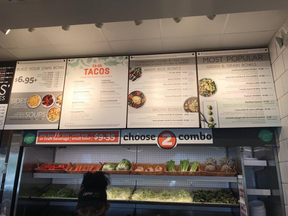Menu at CoreLife Eatery restaurant, Boca Raton