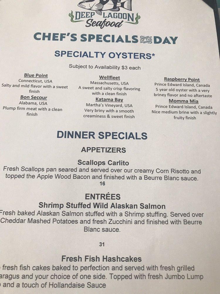 Menu at Deep Lagoon Seafood and Oyster House pub & bar, Fort Myers