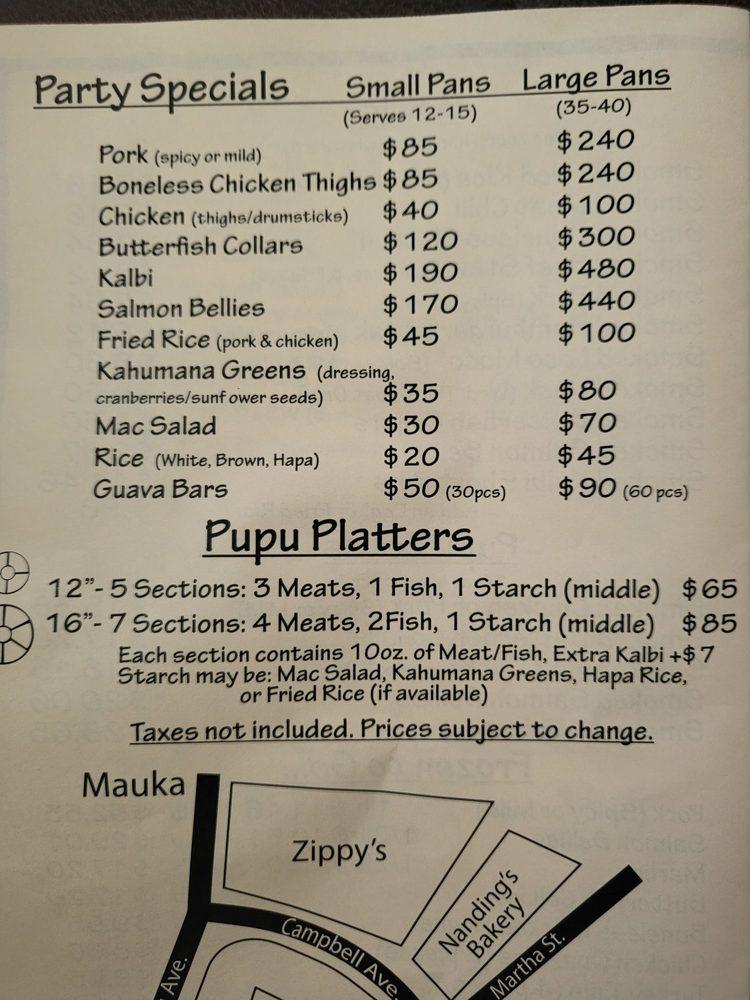 Menu at Guava Smoked BBQ, Aiea