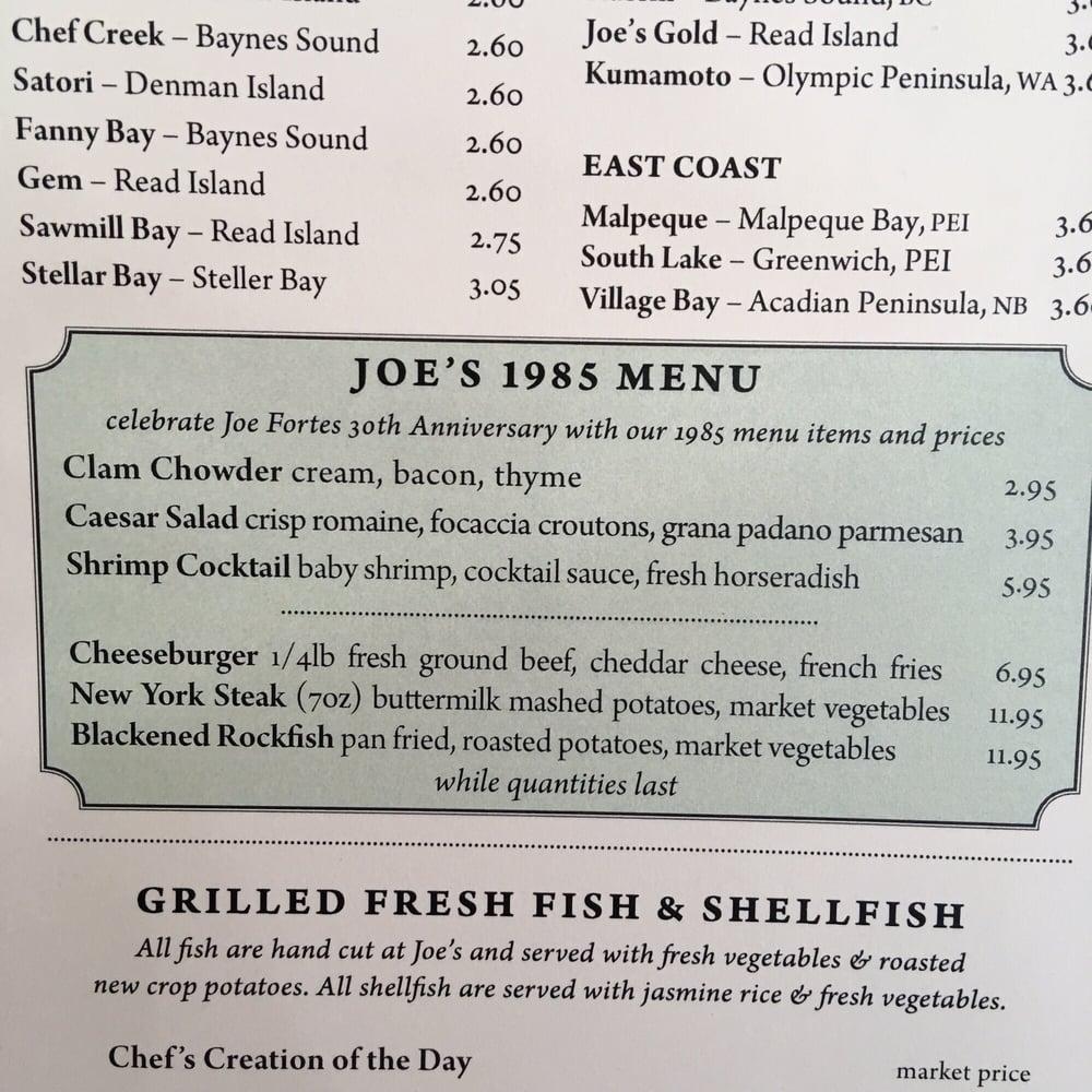 Menu at Joe Fortes Seafood & Chop House steakhouse, Vancouver, 777 ...