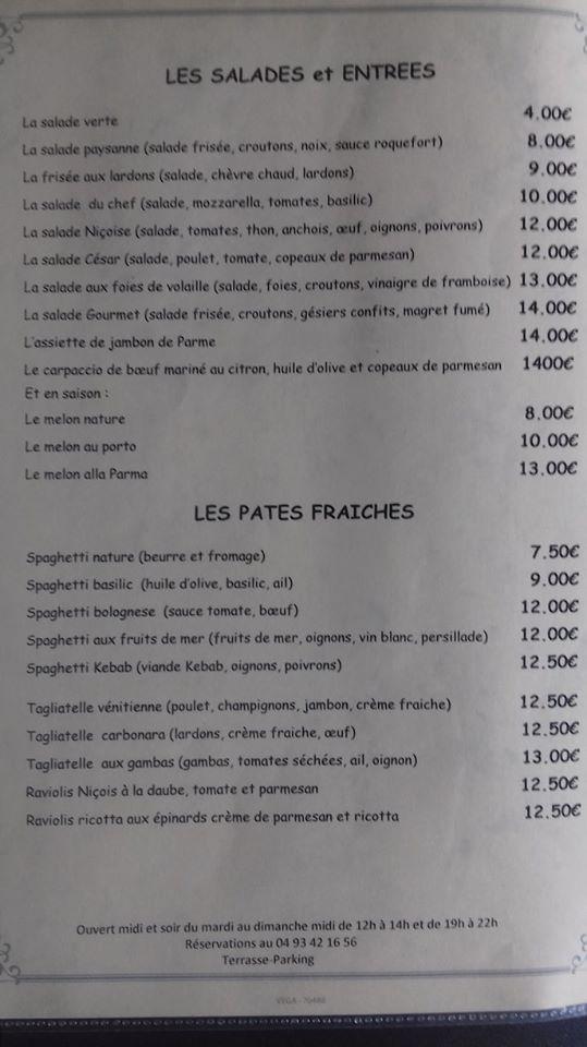 Carta del restaurante Le Flambeau, Cabris, 27 Rue Frédéric Mistral