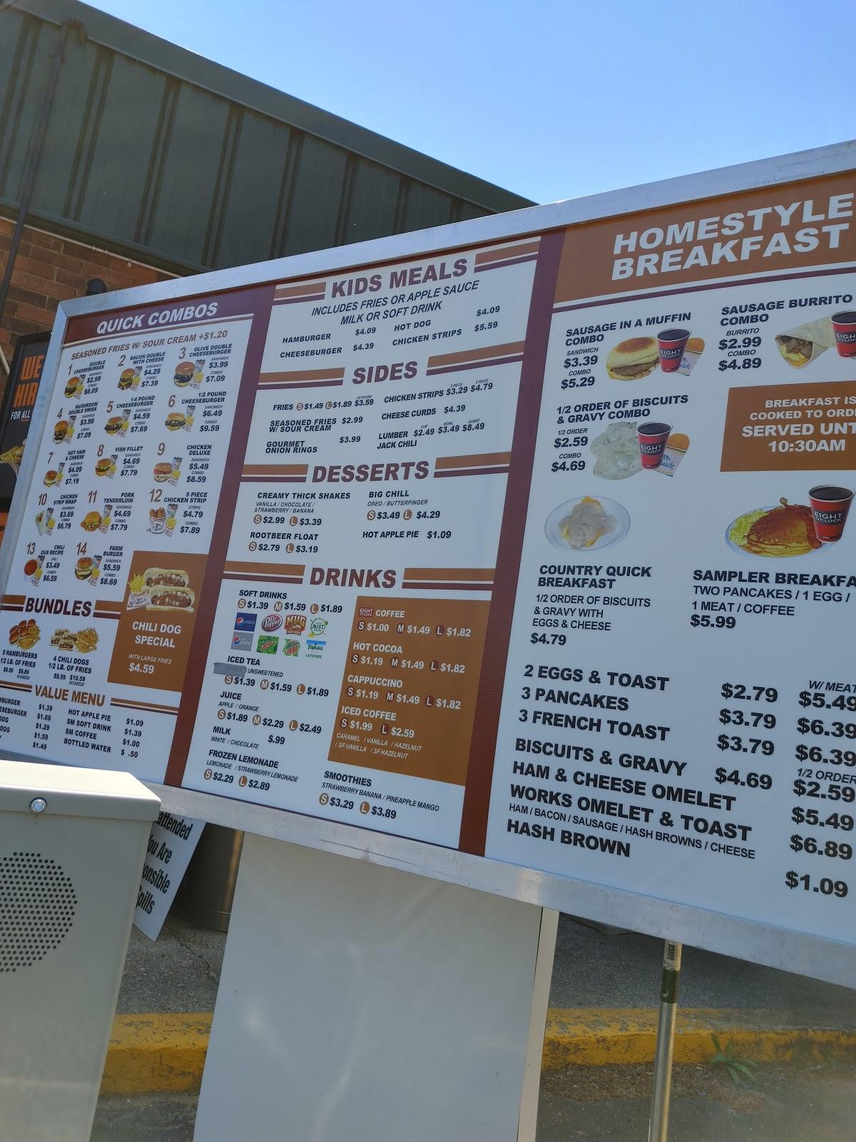 Menu at Mr. Quick restaurant, Muskegon, 650 Whitehall Rd