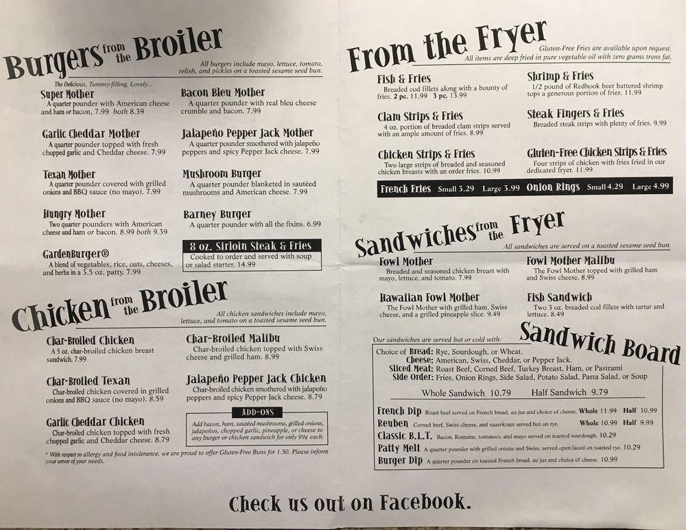 Menu at Tav pub & bar, Ellensburg