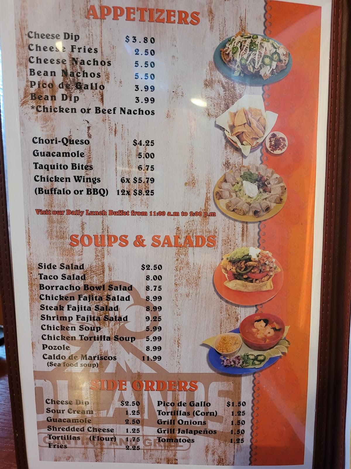 Menu at Volcano's Cantina and Grill restaurant, Norman