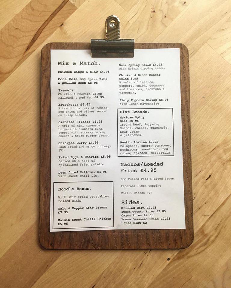 Menu at Cobble cafe, Ormskirk