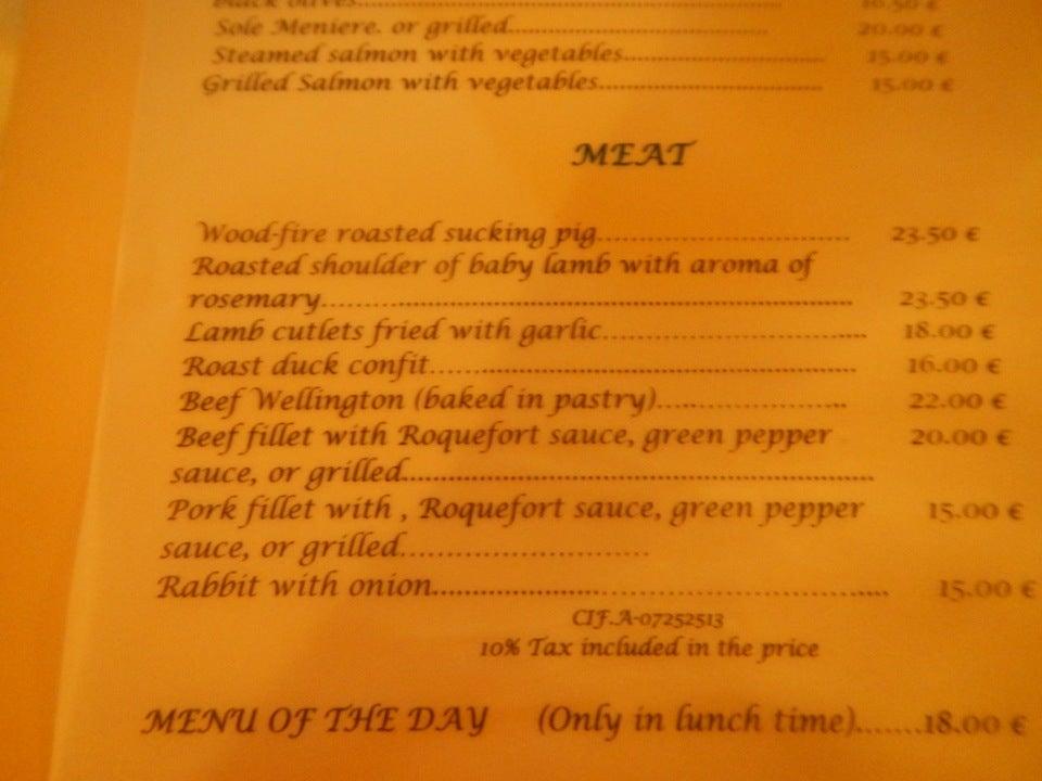 Carta de Restaurant Es Recó de Randa, Randa