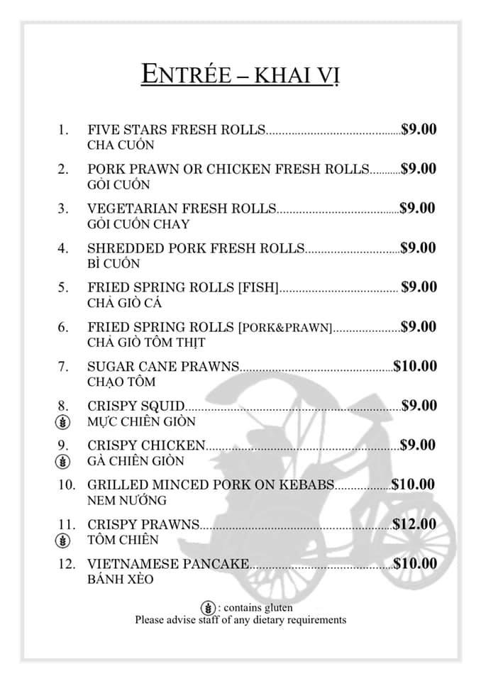 Menu at 5 Star restaurant, Christchurch, 250 Clyde Rd