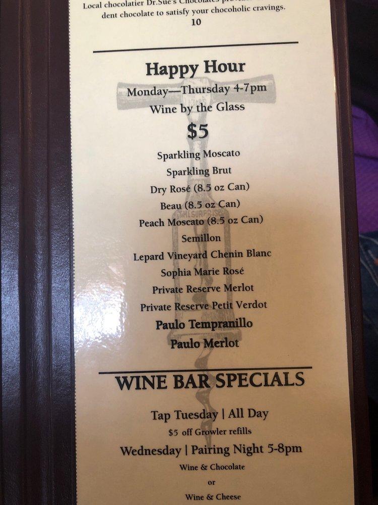 Menu at Messina Hof Grapevine Winery pub & bar, Grapevine