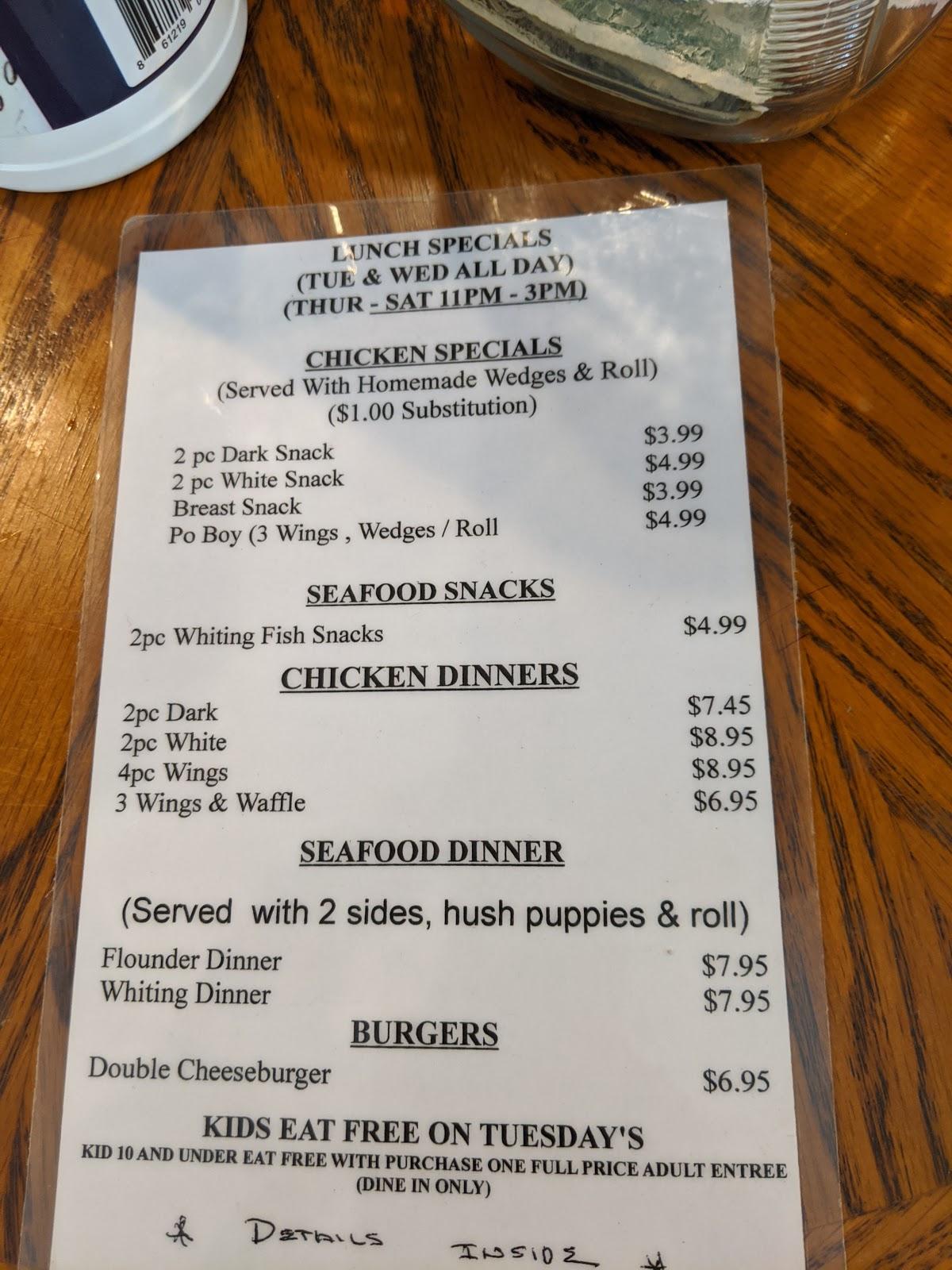 Menu at Mr. Charles Chicken & Fish Cambridge Commons restaurant, Charlotte