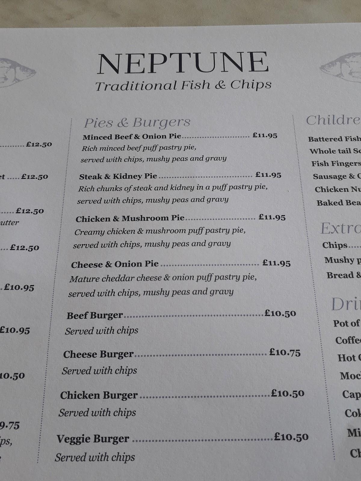 Menu at Neptune Fish Restaurant, Seahouses