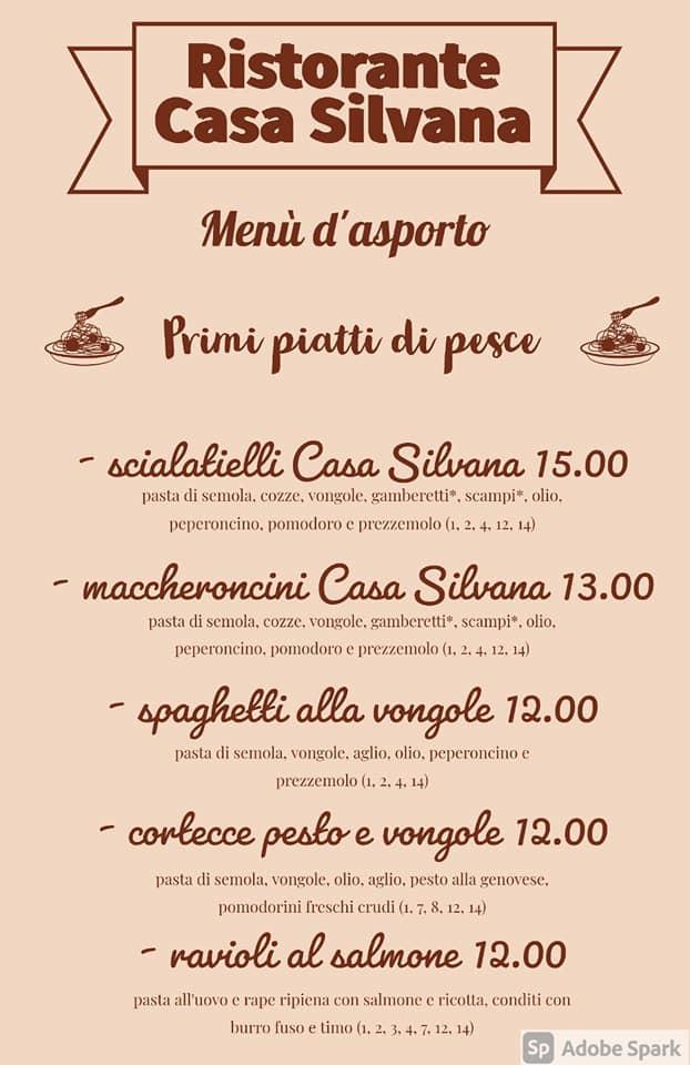 Speisekarte von Trattoria Casa Silvana restaurant, Italien