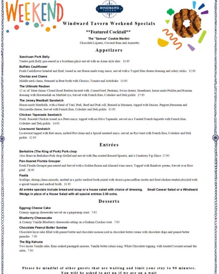 Carta del pub y bar Windward Tavern, Municipio del Brick