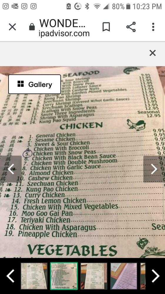 Menu at Wonderful House Chinese Restaurant, Trinidad