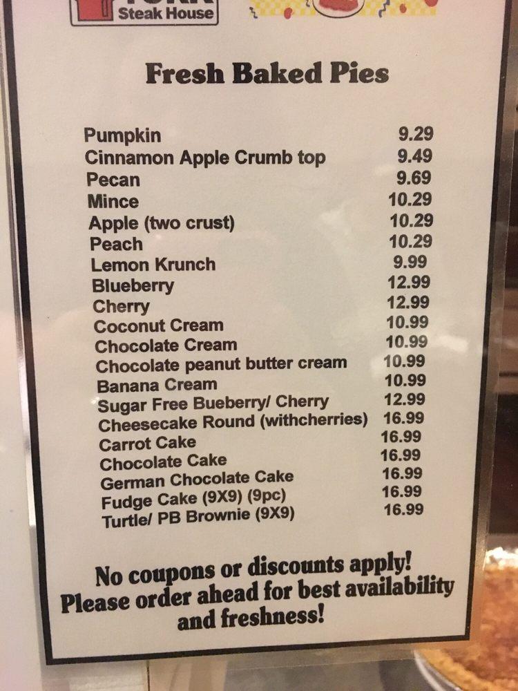 Menu at York Steak House steakhouse, Columbus