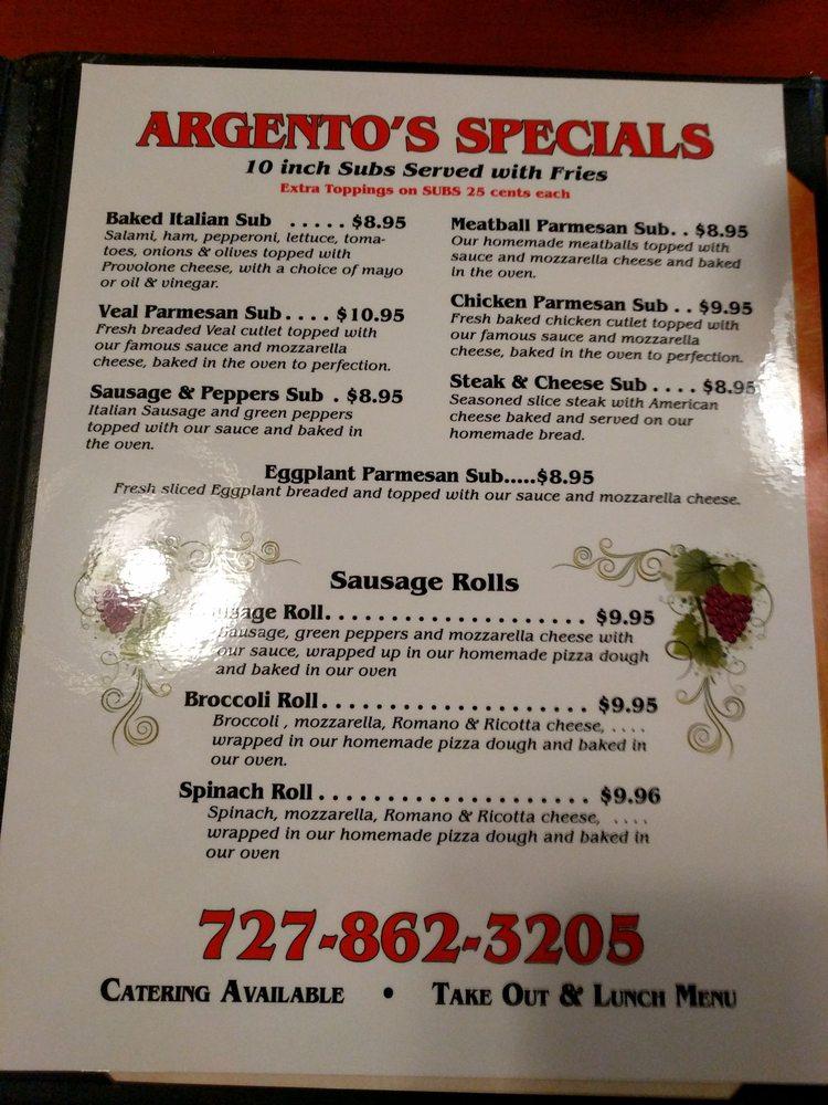Menu at Argento's Italian Bistro pub & bar, Port Richey, U.S. Hwy 19