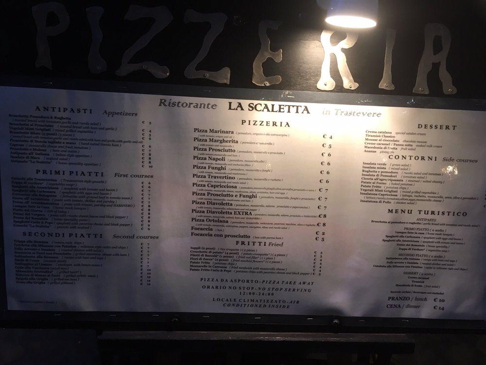 Speisekarte von La Scaletta restaurant, ROM, Via della Scala