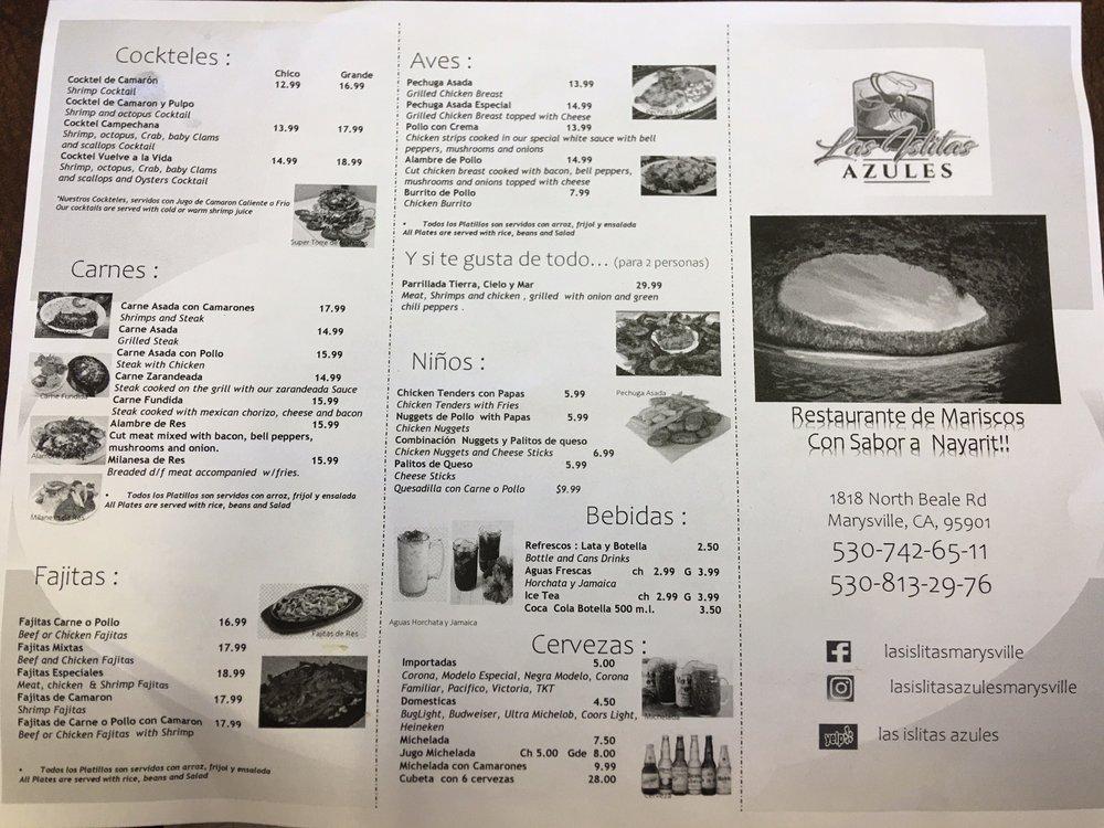 Menu at Las Islitas Azules Marysville restaurant, Linda