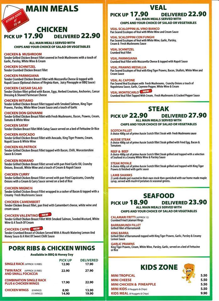 Menu at Narre Warren Pizza pizzeria, Narre Warren, 11 Webb St