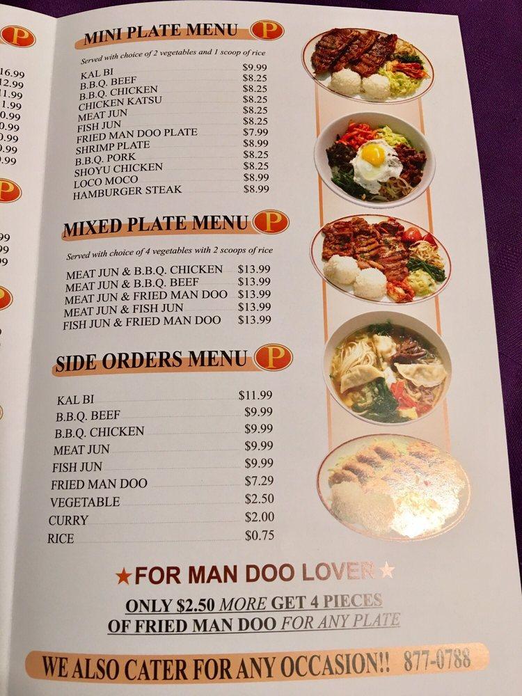 Menu at Won’s Korean BBQ, Kahului, 270 Dairy Rd