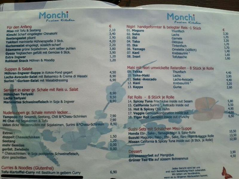 Menu at monchi Kitchen restaurant, Dortmund