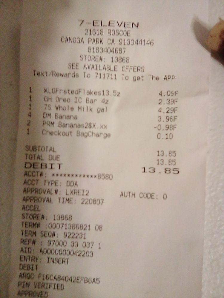 Menu at 7-Eleven cafe, Los Angeles, N Figueroa St