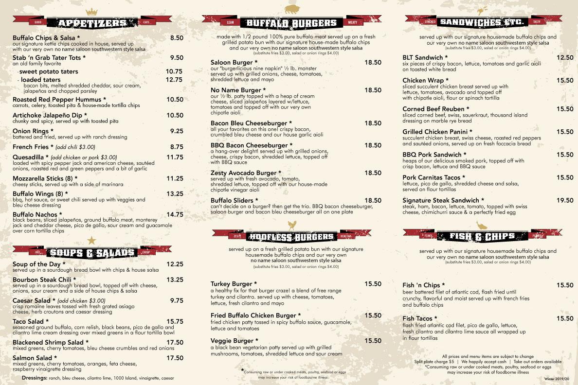 Menu at Annex Burger restaurant, Park City