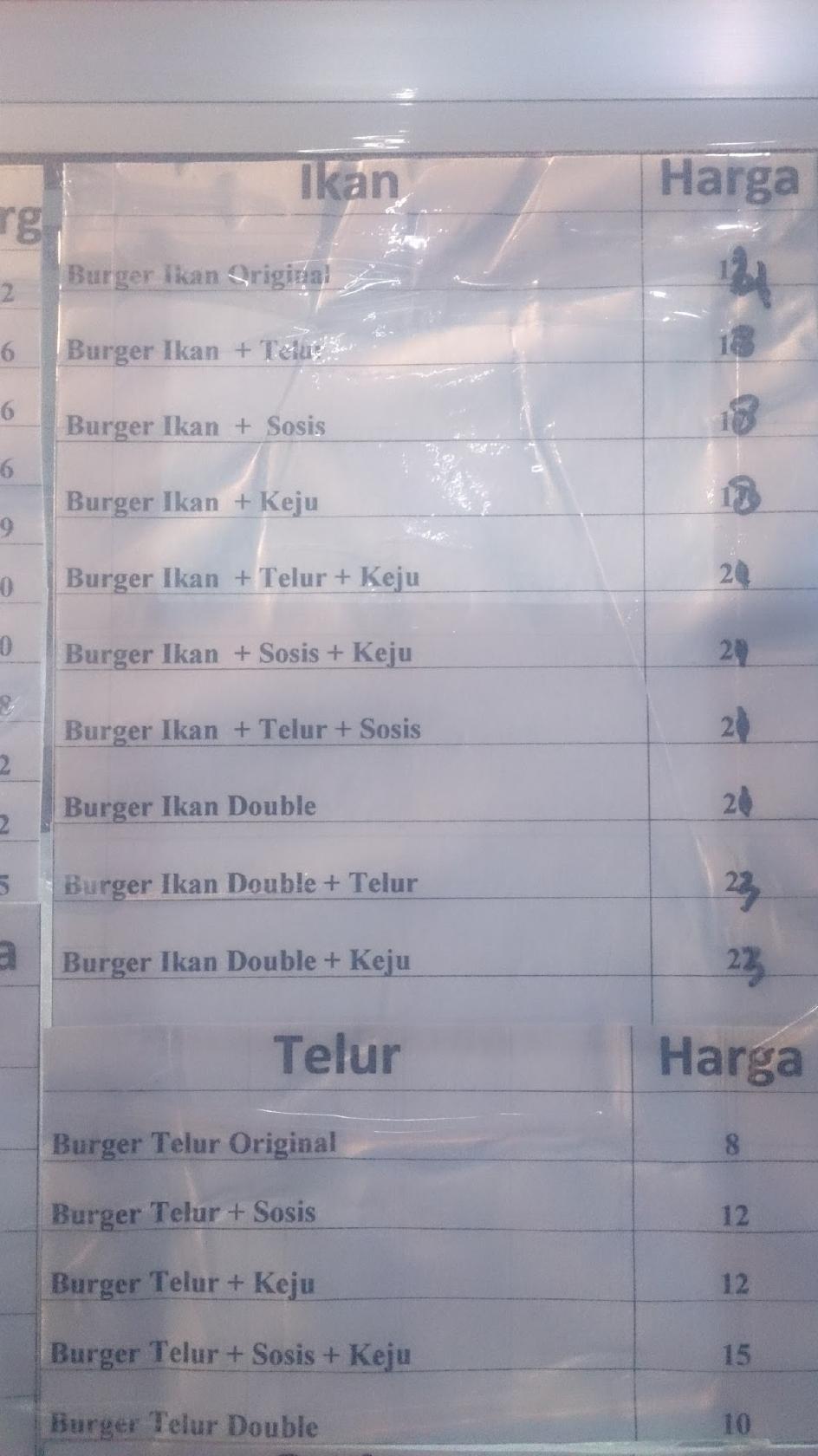 Menu at Burger Ramly Marchelia restaurant, Batam, Taman Baloi